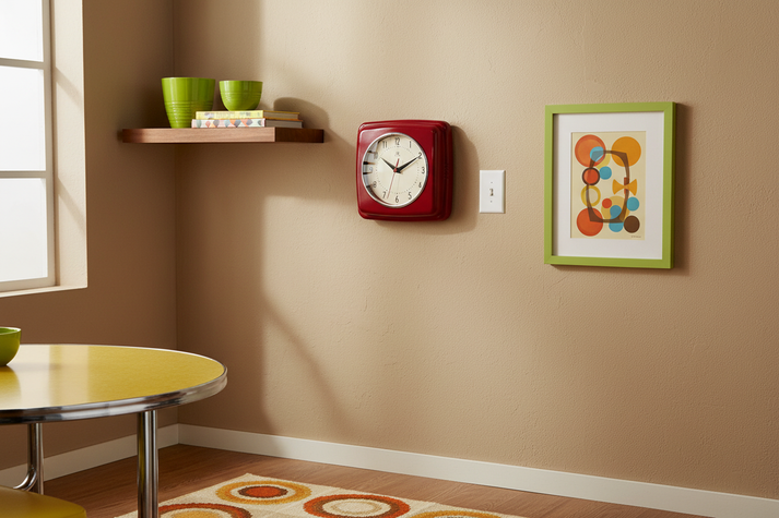 Red Square Retro 9-inch Diner Wall Clock Quartz Silent Movement – Kia ...